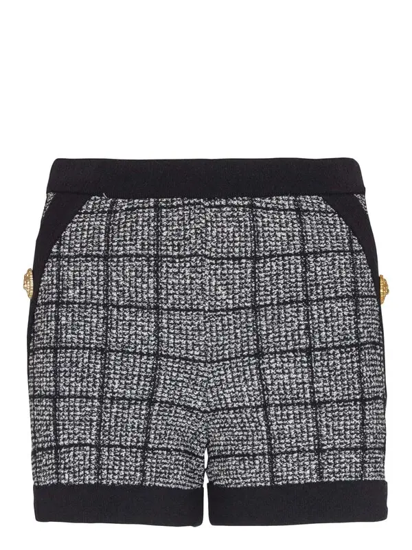 Balmain Tweed Check Shorts - Black