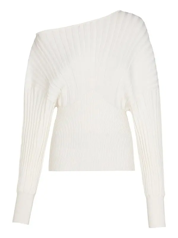 Balmain Rib-knit One-shoulder Sweater - White