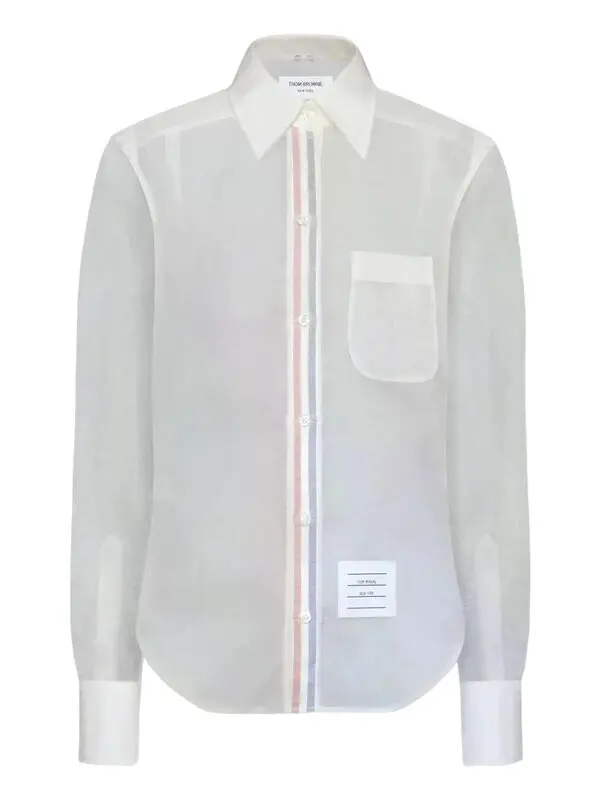 Thom Browne Silk Organza Stripe Shirt - White