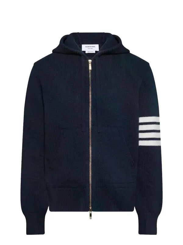 Thom Browne 4-bar Stripe-detail Zip-up Hoodie - Blue