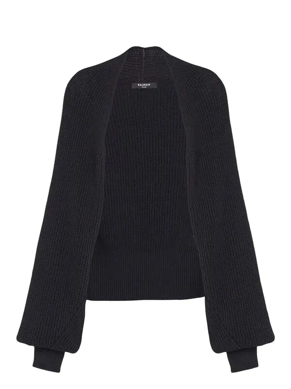 Balmain Rib-knit Bolero Cardigan - Black