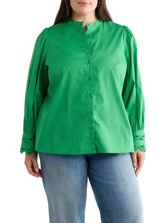 SUGARLIPS Ziana Cotton Poplin Button-up Shirt - Kelly-green