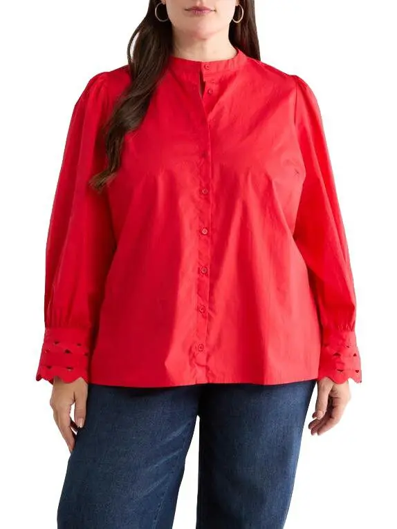 SUGARLIPS Ziana Cotton Poplin Button-up Shirt - Red