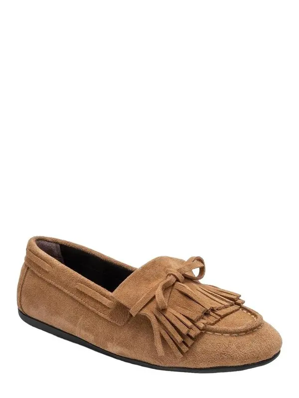 FOREVER & ALWAYS SHOES Leather Tassel Loafer - Cognac Suede Leather