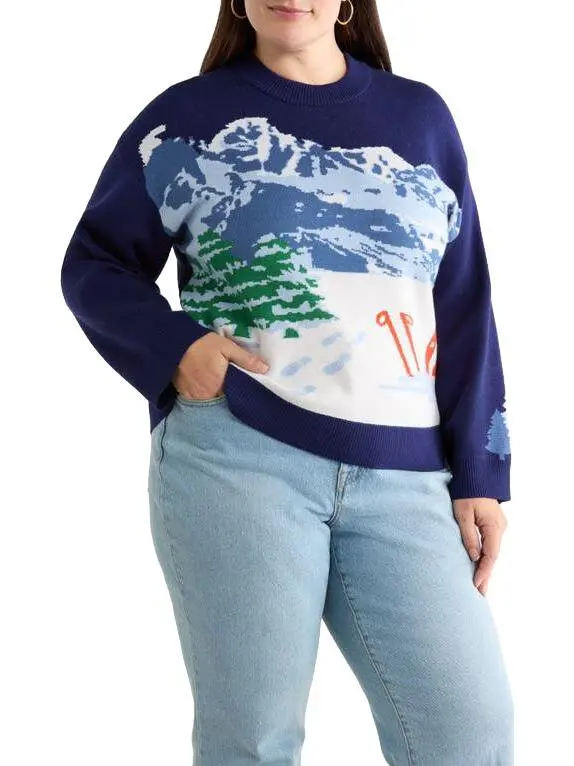 SUGARLIPS Mystic Mountain Sweater - Navy Multi