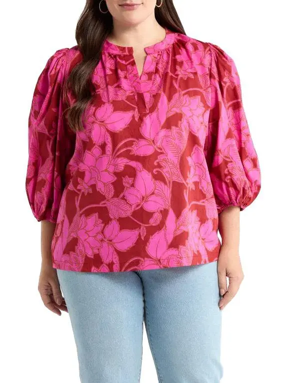 SUGARLIPS Craney Floral Print Top - Burg-pink