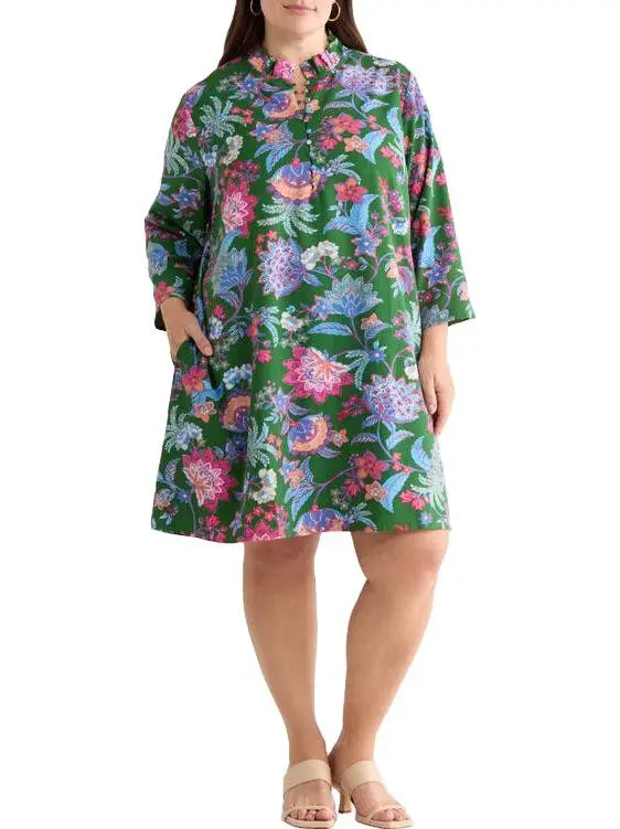 SUGARLIPS Elara Ruella Floral Ruffle Dress - Emerald-multi