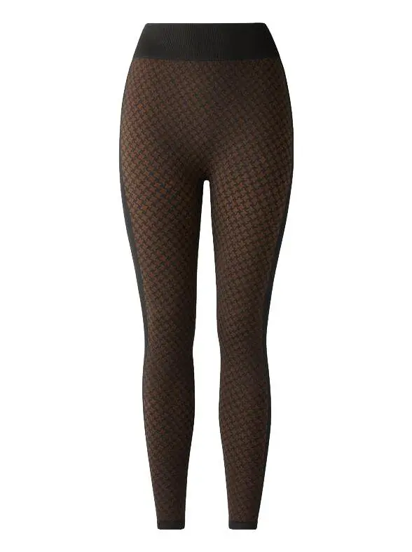 RHONE Houndstooth Check Leggings - Chestnut Brown