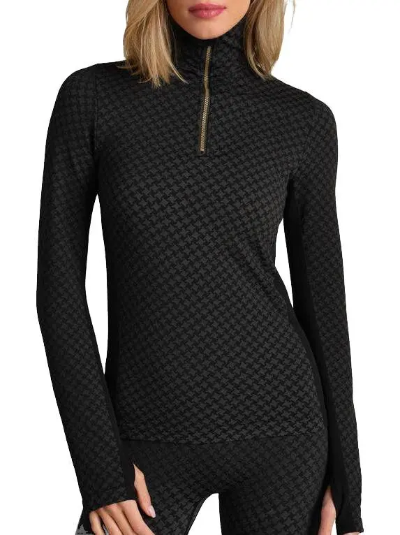 RHONE Houndstooth Seamless Half-zip Pullover - Pure Black Houndstooth