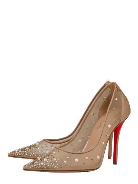 CHRISTIAN LOUBOUTIN Miss Z Degrastrass Pointed Toe Pumps - Version Blush/lin Blush