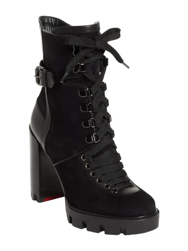 CHRISTIAN LOUBOUTIN Macademia 100 Combat Boots - Black/black Lucido