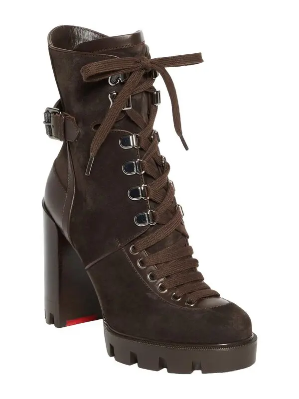 CHRISTIAN LOUBOUTIN Macademia 100 Combat Boots - Cafe/dark Brown