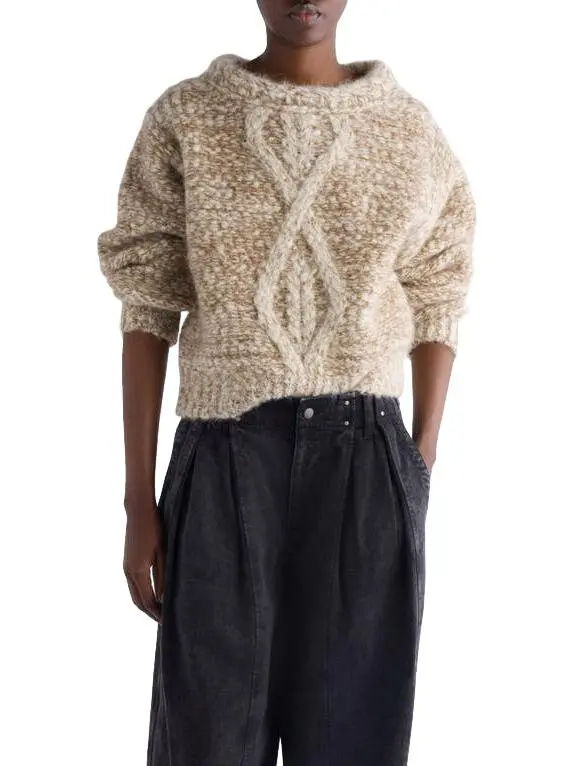 Isabel Marant Dorota Alpaca & Mohair Blend Cable Sweater - Ecru/bronze