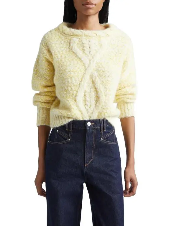 Isabel Marant Dorota Alpaca & Mohair Blend Cable Sweater - Ecru/yellow
