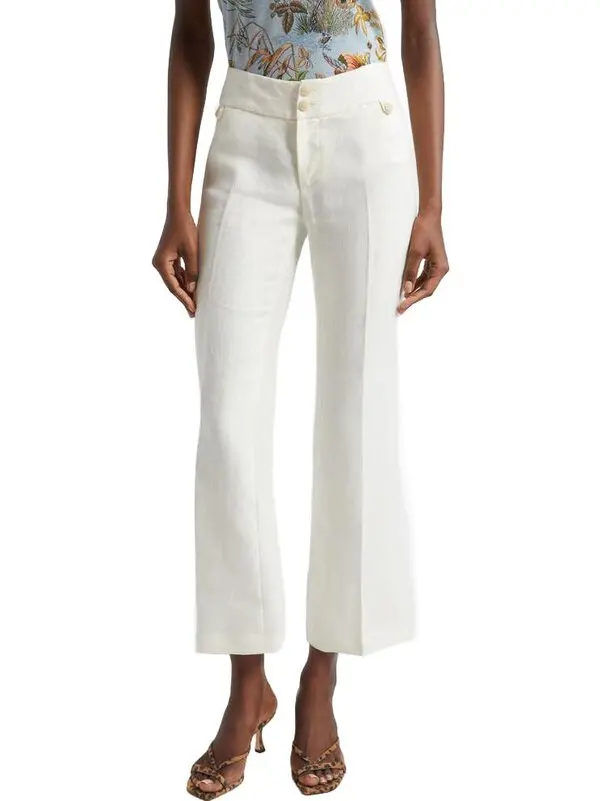 Etro Linen Ankle Flare Trousers - Bianco Naturale