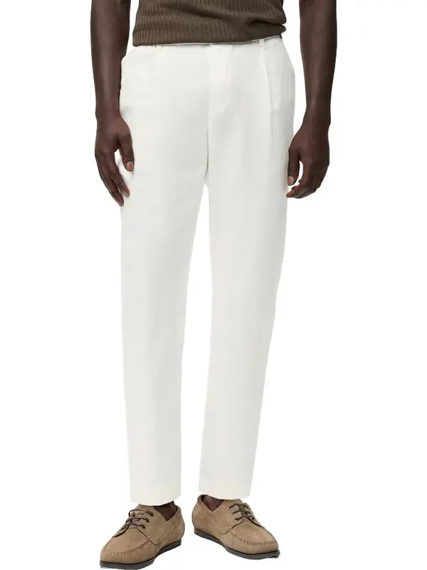 Mango Slim Fit Drawstring Trousers - White