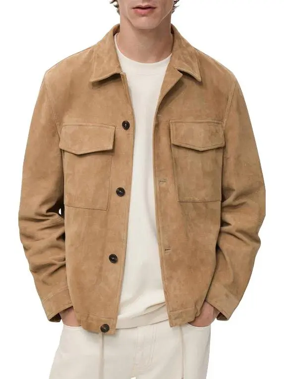 Mango Suede Jacket - Medium Brown