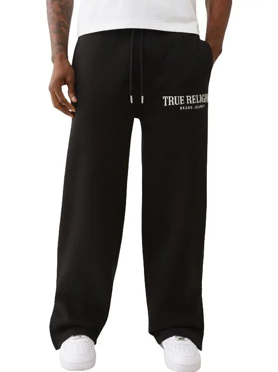 True Religion Baggy Zip Cuff Cotton Blend Sweatpants - Jet Black