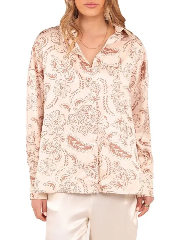 PETAL & PUP Rosalie Printed Shirt - Brown Paisley