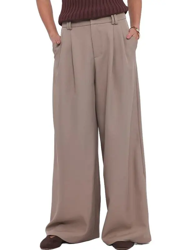 PETAL & PUP Kathryn Wide Leg Trousers - Beige