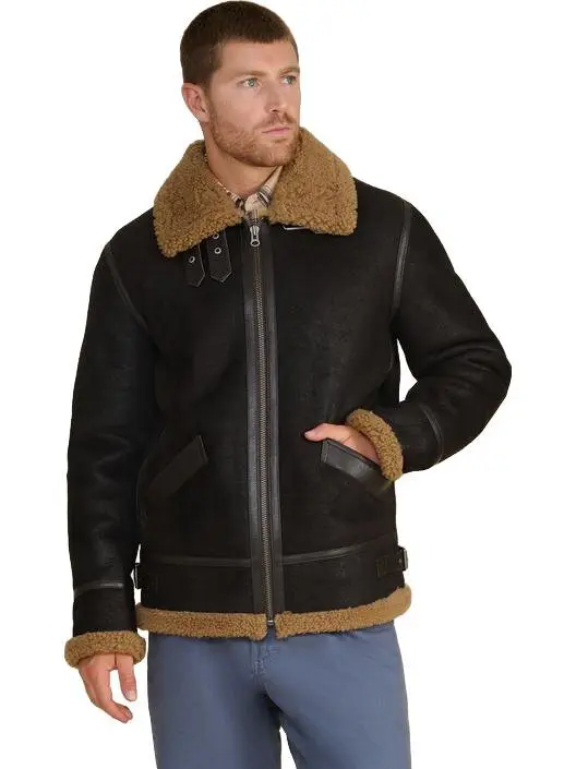FURNIQ UK Frederick Shearling Aviator Jacket - Brown