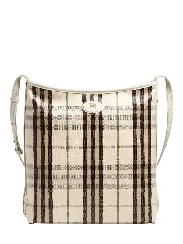 Burberry Small Highlands Check Coated Canvas Shoulder Bag - Light Beige