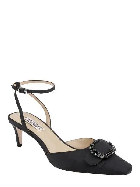 Badgley Mischka Odesza Kitten Heel Pumps - Black Crepe