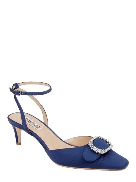 Badgley Mischka Odesza Kitten Heel Pumps - Navy Crepe