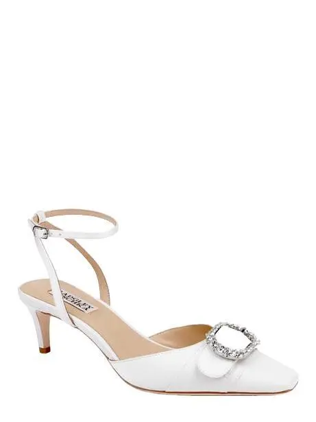 Badgley Mischka Odesza Kitten Heel Pumps - White Crepe