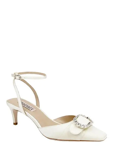 Badgley Mischka Odesza Kitten Heel Pumps - Yellow Crepe