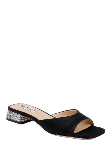 Badgley Mischka Oahu Embellished Slide Sandal - Black Silk