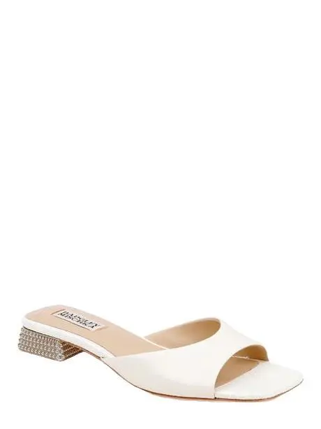 Badgley Mischka Oahu Embellished Slide Sandal - Cream Leather