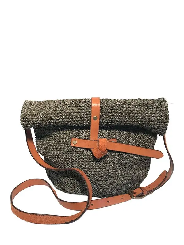 MINGA Carmen Woven Crossbody Bag - Sage Green