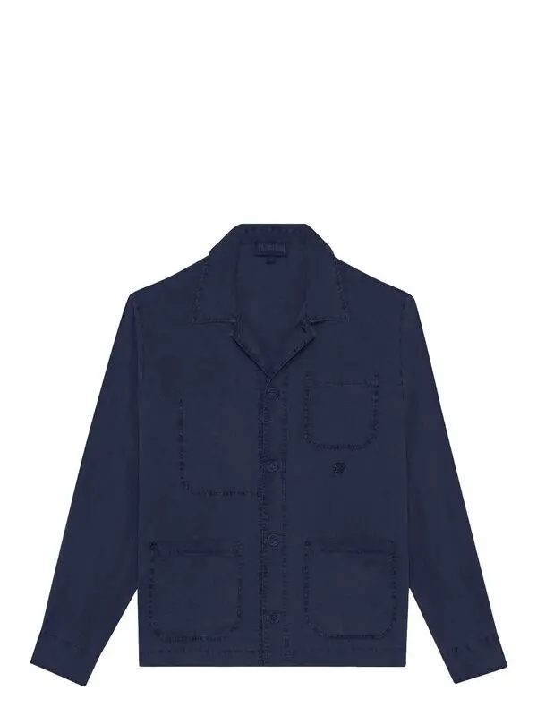 Vilebrequin Linen Solid Overshirt - Bleu Marine