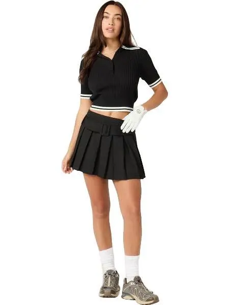 GOLDIE BYRD Belted Pleated Skirt - Black
