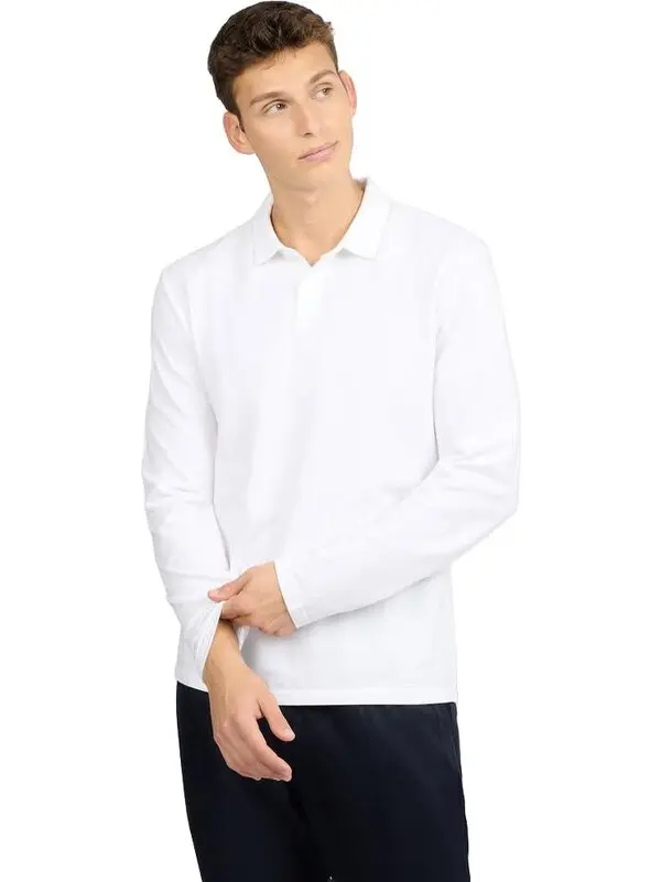 Onia Long Sleeve Pique Polo - White