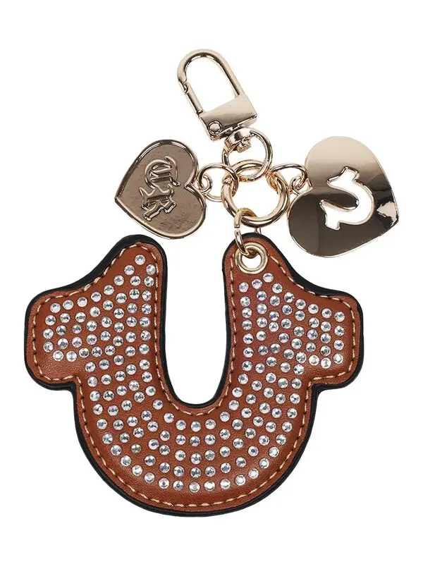 True Religion Rhinestone Horseshoe Bag Charm - Cognac
