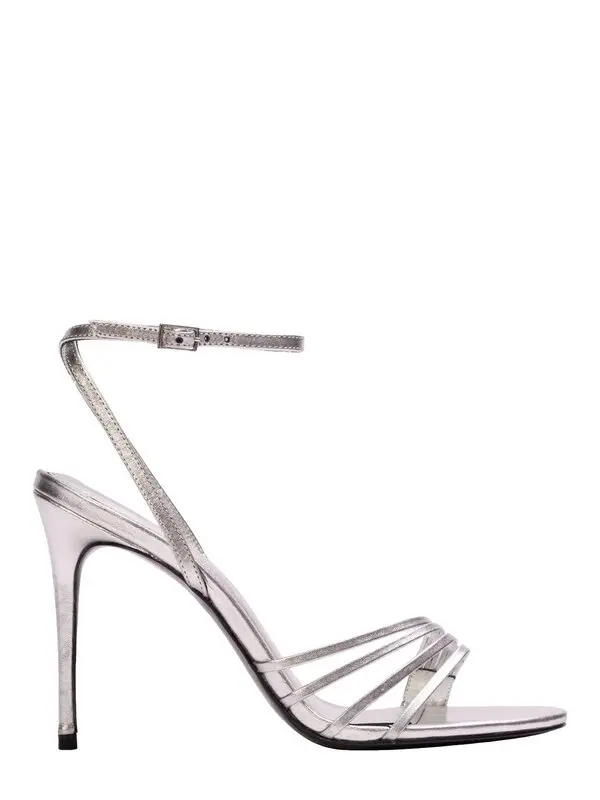 BLACK SUEDE STUDIO Ella 100 Metallic Sandal - Silver Metallic