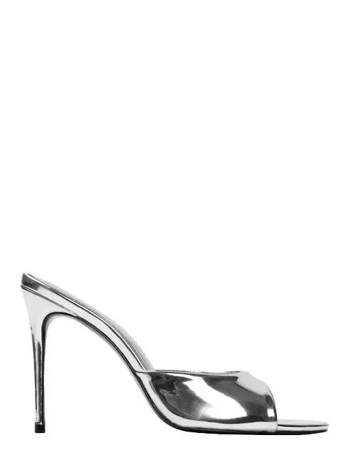 BLACK SUEDE STUDIO Jazz 100 Metallic Mule - Silver Mirror Metallic