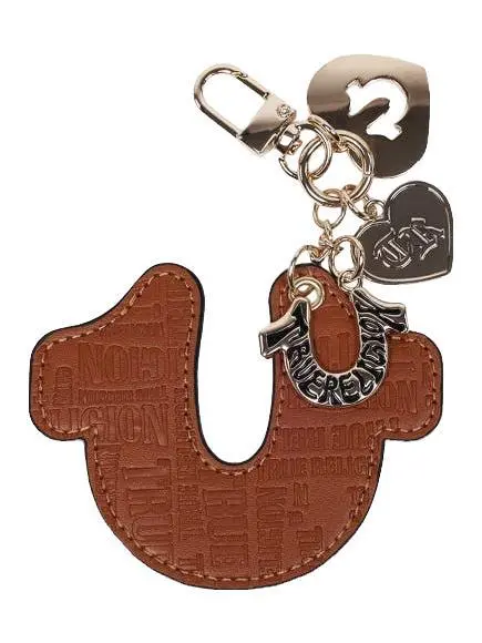 True Religion Embossed Horseshoe Bag Charm - Cognac