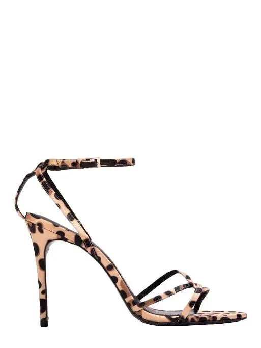 BLACK SUEDE STUDIO Miley 100 Satin Sandal - Cheetah Satin