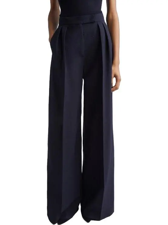 Max Mara Secolo Pleated Wool-blend Pants - Ultramarine