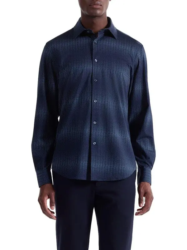 Bugatchi James Ooohcotton® Gradient Geo Print Button-up Shirt - Navy