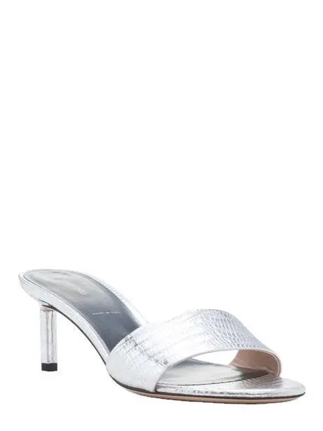 TOM FORD Python Embossed Slide Sandal - Silver