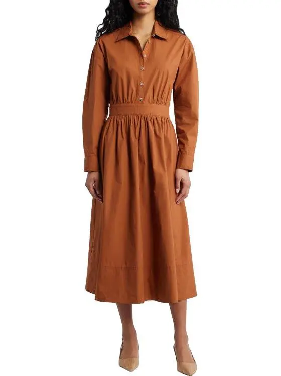 FREEMARKET Long Sleeve Shirt Dress - Rust