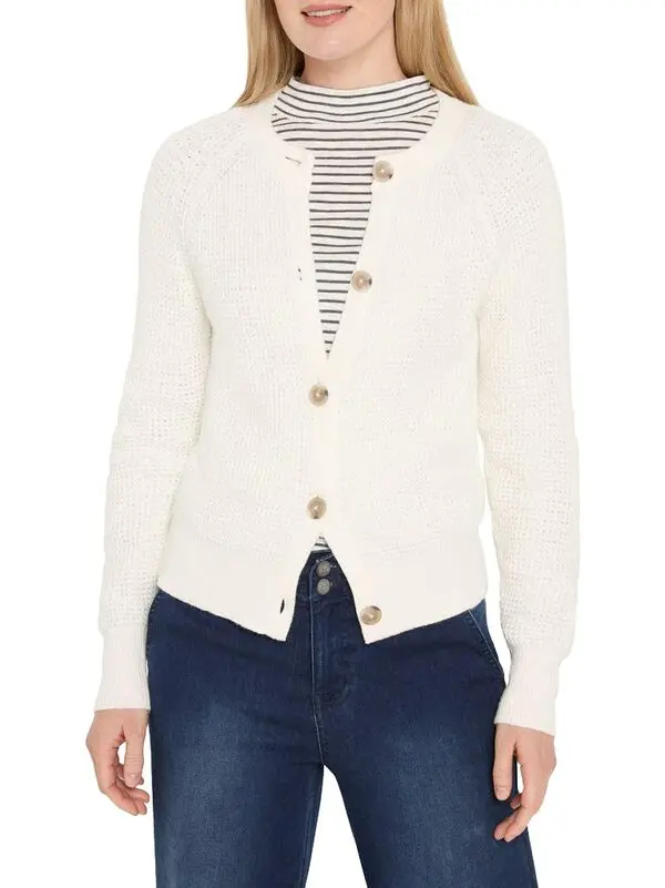 NIC+ZOE Waffle Stitch Cotton-blend Cardigan - Classic Cream
