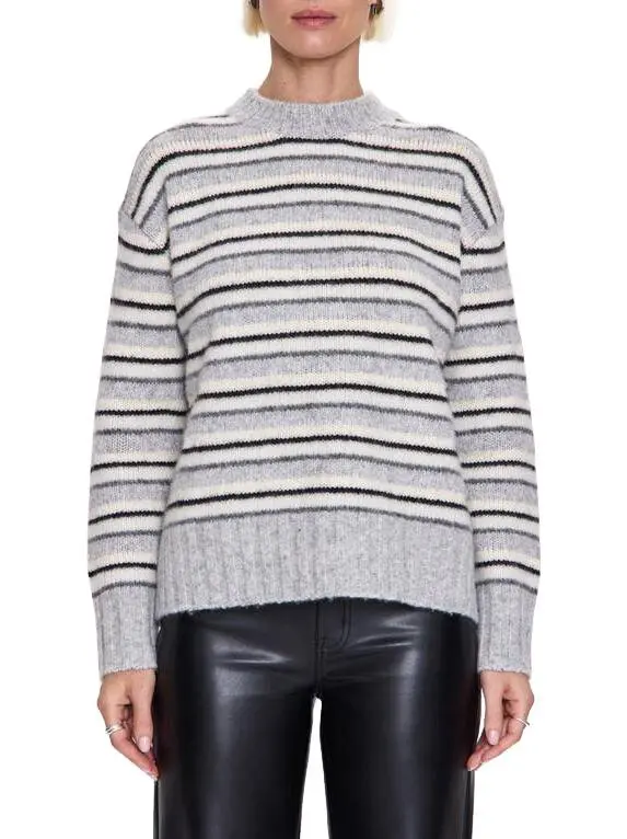 PISTOLA Hanna Crewneck Stripe Sweater - Grey White Stripe