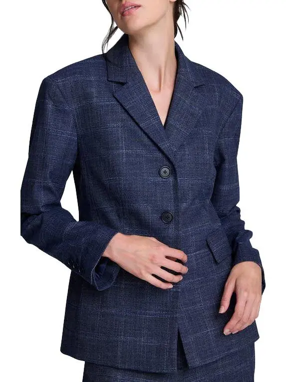 KENNETH COLE Three-button Windowpane Check Blazer - Dark Navy Multi