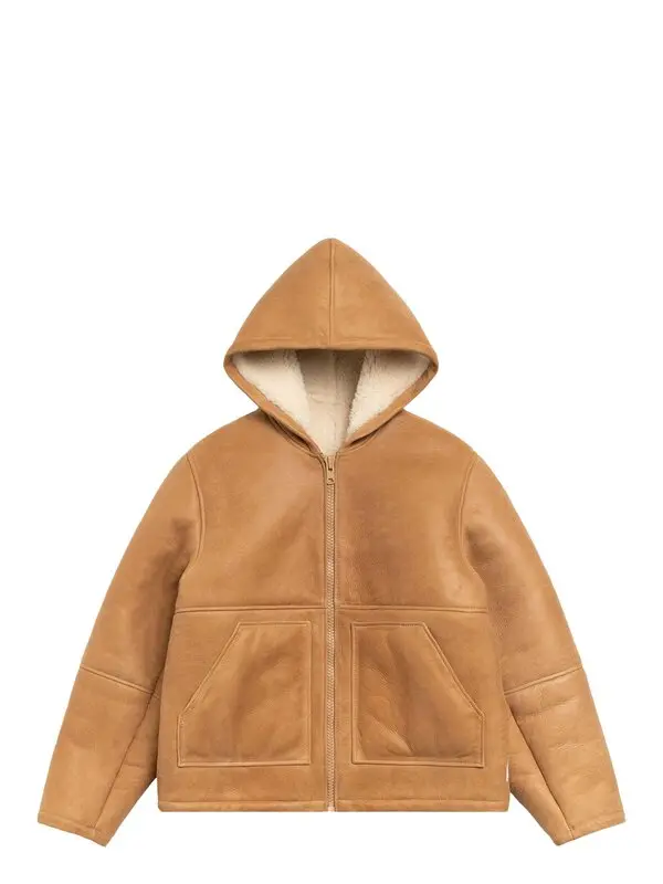 StÜssy Shearling Hooded Jacket - Tan