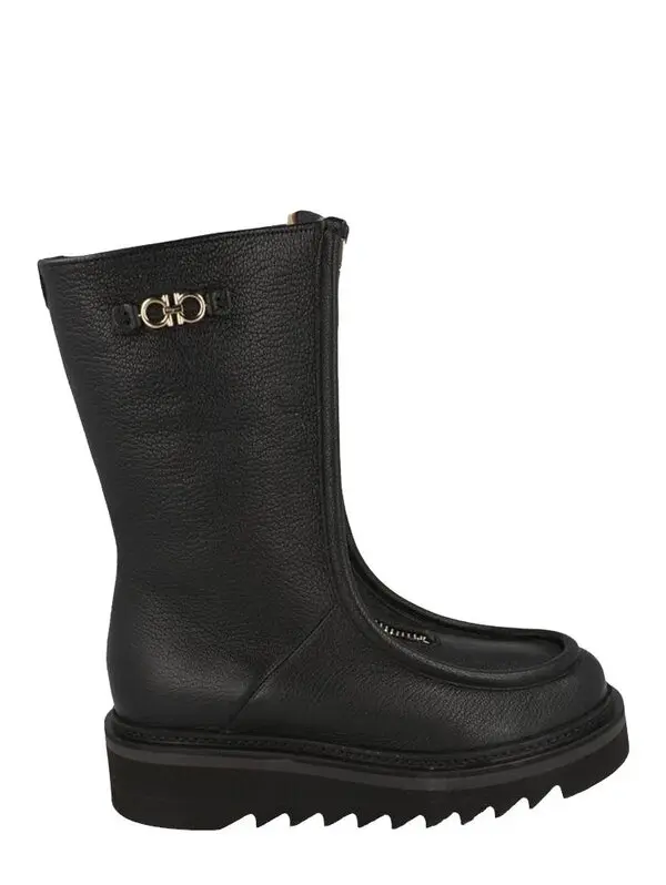 FERRAGAMO Leather Boot - Black